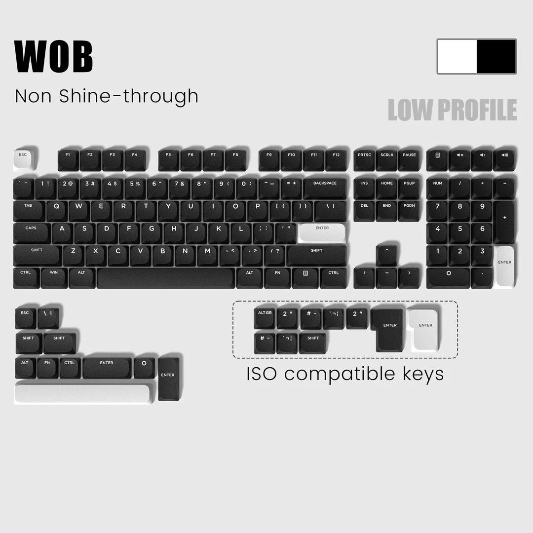 Low Profile 144-Key Low Profile PBT Keycap Set - Double Shot Custom ...