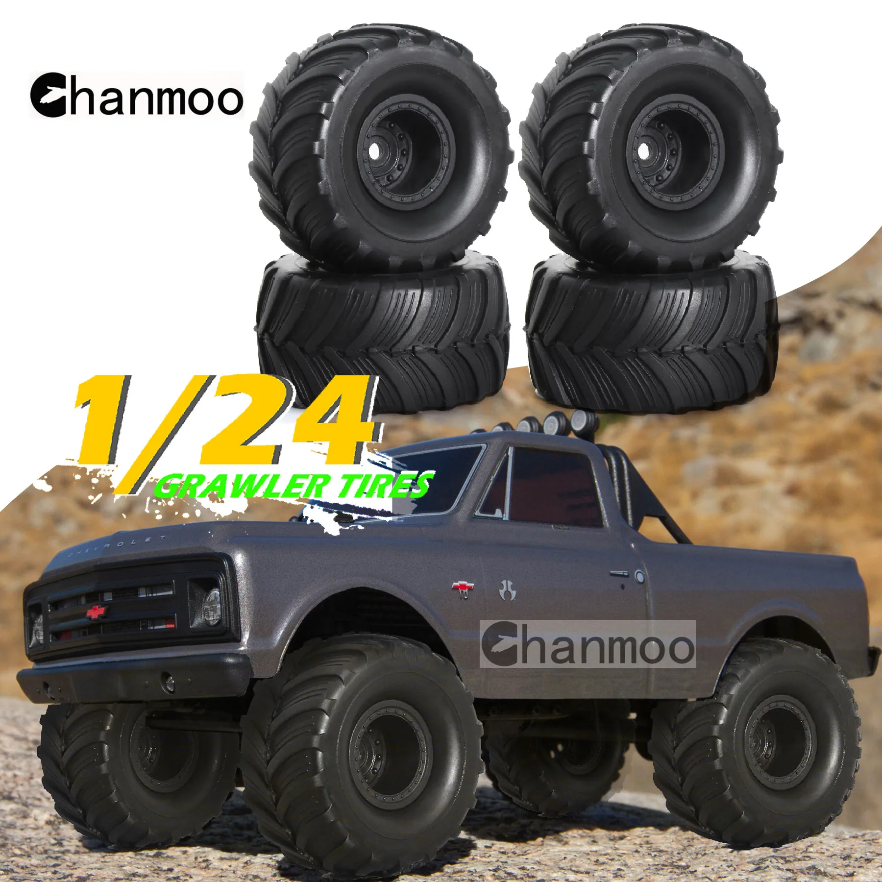 1/24 RC Monster Truck Buggy Tires 52mm Off-road Tyre With Plastic Wheel ...