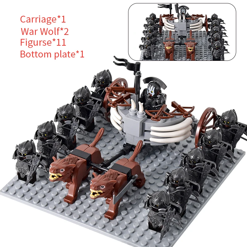 MOC-Medieval-Figures-Orc-Soldiers-Raider-Vargr-Wolf-Chariot-Orcus-Uruk ...