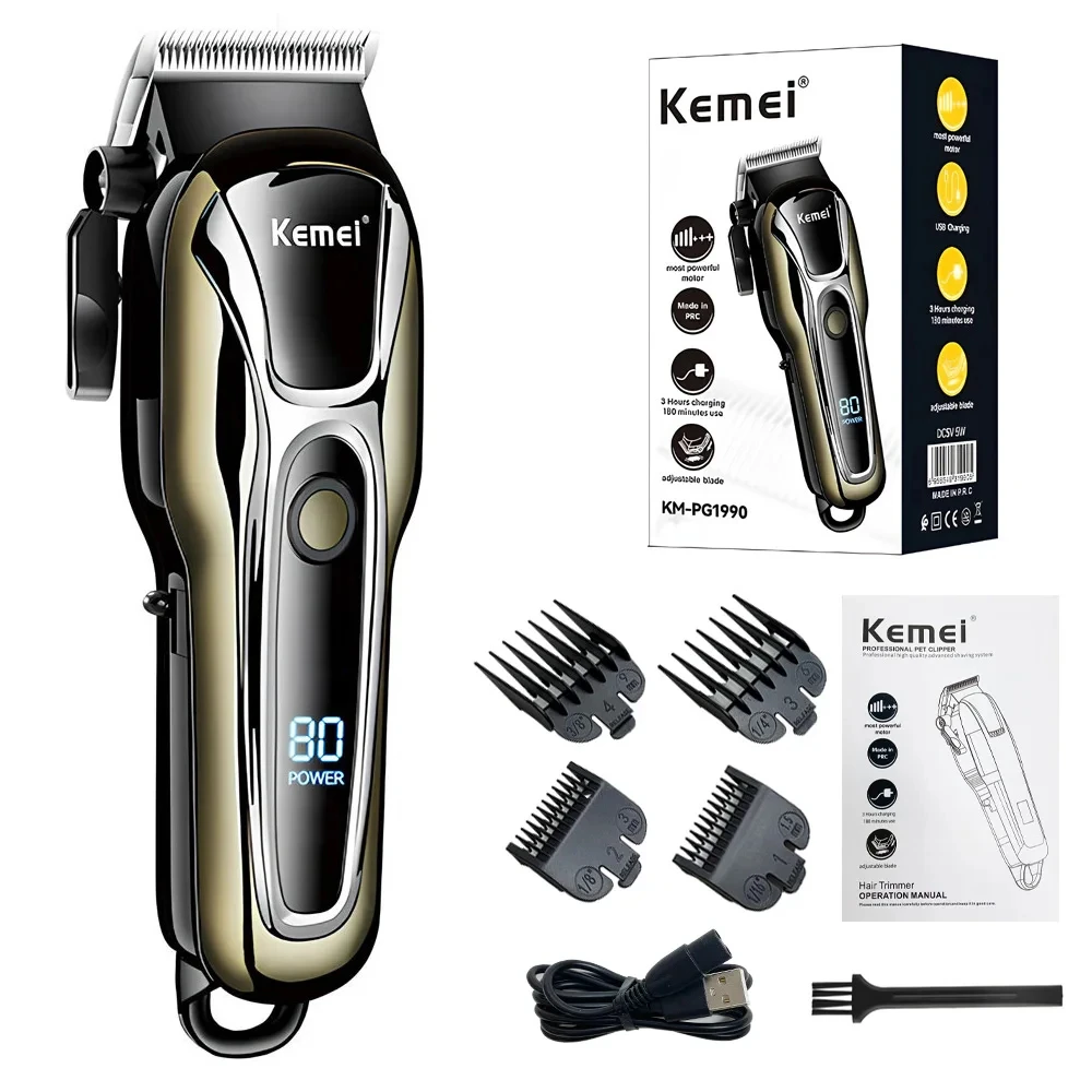 Kemei-KM-PG1990A-USB-Rechargeable-lectrique-Tondeuse-Cheveux-Professionnel-Sans-Fil-Hommes ...