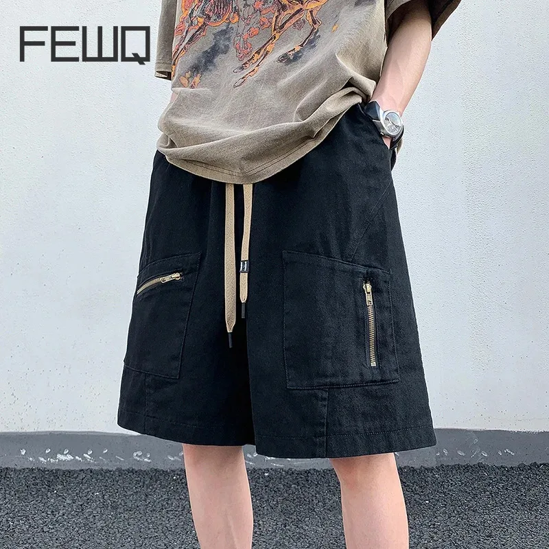 FEWQ-Summer-New-American-Fashion-Vibe-casual-Washed-Men-Shorts-Zipper ...