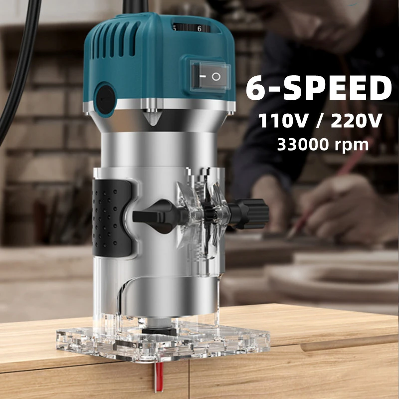 Upgraded 6-speed 800W Woodworking Electric Trimmer 33000 RPM Wood ...