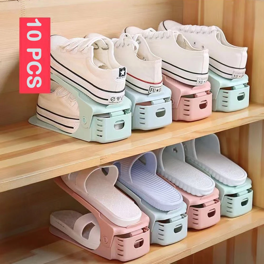 10 pçs durável sapatos de armazenamento rack armário armário suporte ...