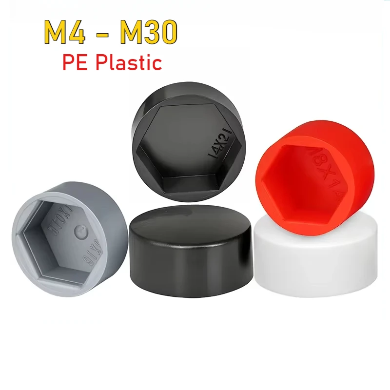 M4 M5 M6 M8 M10~M30 Plastic Protective Cap PE Nut Cap Cover Hexagonal ...