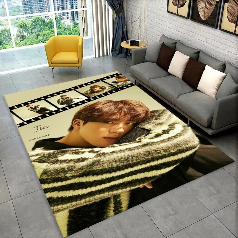 Kpop B-BTS Kim Seok Jin Singer Carpet Rug for Playroom Bedroom Living ...