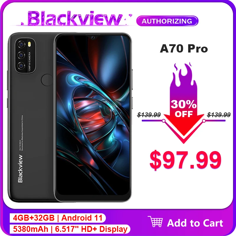 Blackview A70 Pro 4gb + 32gb 5380mah Smartphone 6.517 Hd Hd Hd + Exibir ...