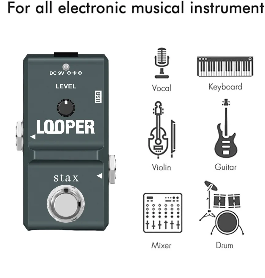 Stax pedal looper de guitarra, pedais de efeito de loop digital, caixa ...