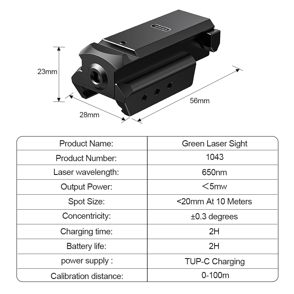 1043 pistol charging laser sight, rechargeable version, optional red ...