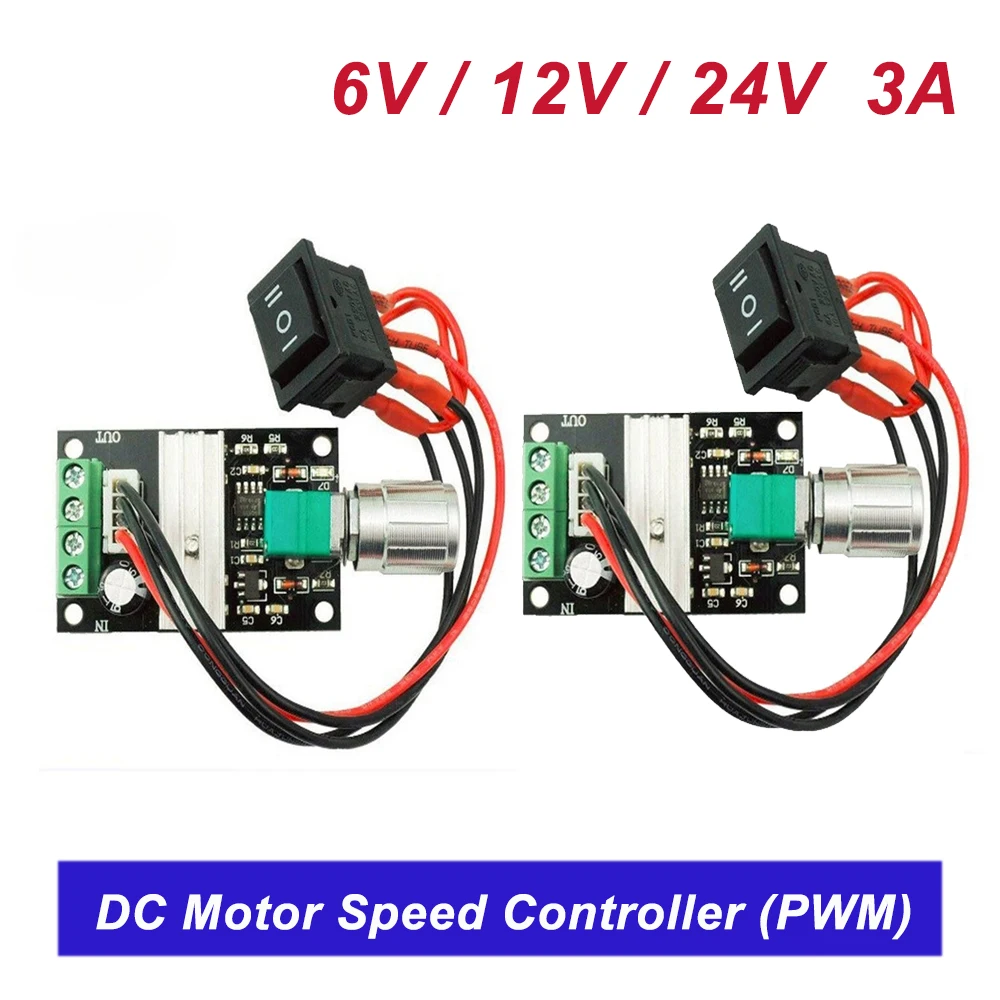 2pcs 6 to 12 V 24 V 28V 3A 80W DC Motor Speed Controller PWM Speed ...