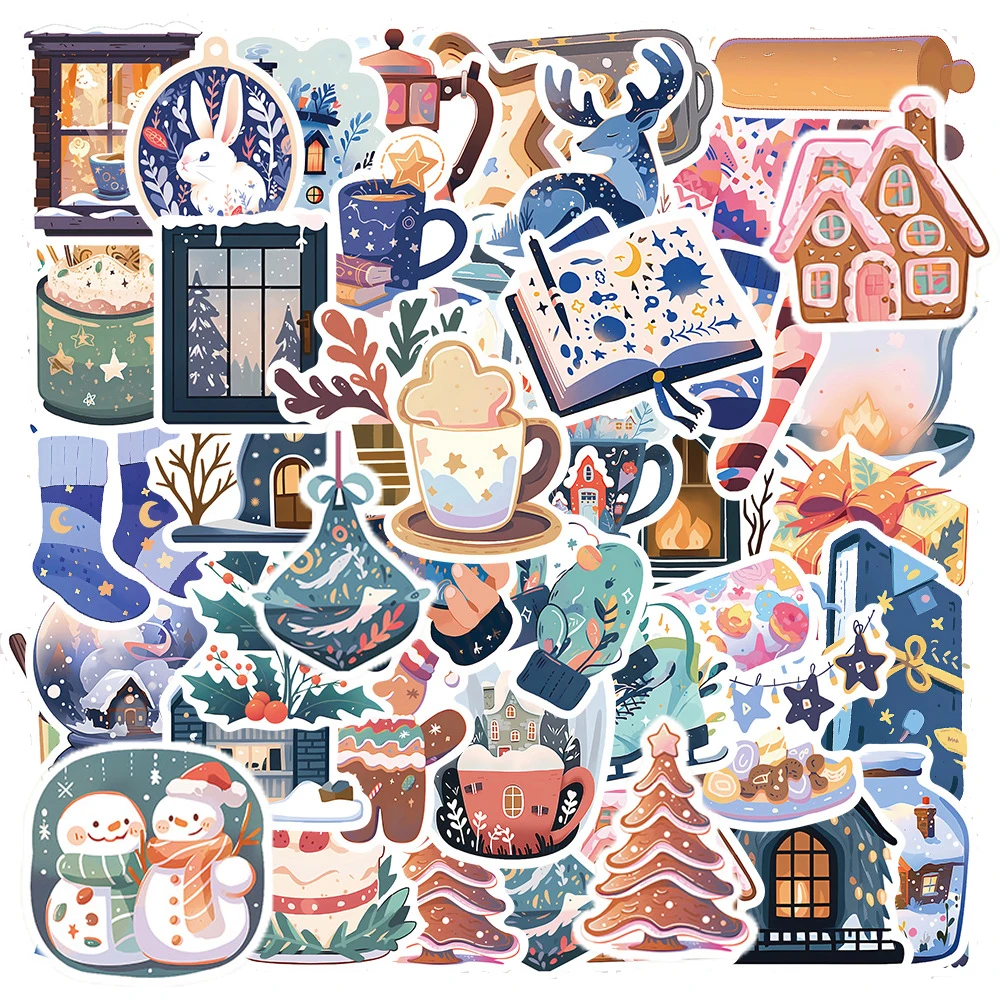 10-50Pcs-Cartoon-Christmas-Art-Aesthetic-Varied-Stickers-Pack-for-Kids ...