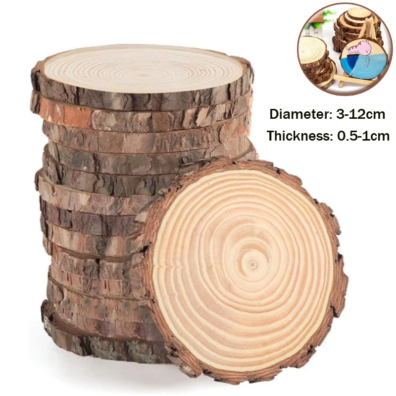 3-20cm-Thick-Natural-Pine-Round-Unfinished-Wood-Slices-Circles-With ...