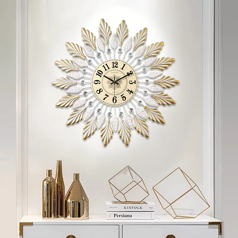 American-Creative-Clock-Living-Room-Bedroom-Noiseless-Wall-Clock-Iron ...