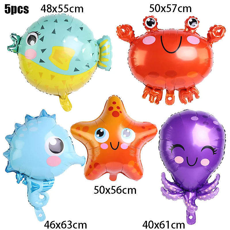 5Pcs-Sea-Animals-Foil-Balloons-Fish-Octopus-Sea-Horse-Helium-Air-Globos ...