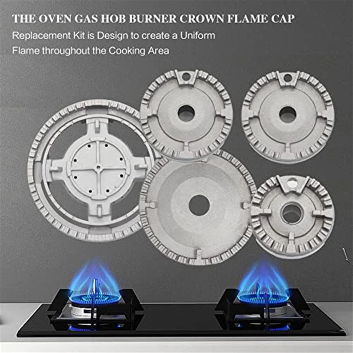 Metal Diffuser Gas Stove Burner Caps Hat Set, Gas Stove Burner Caps Set ...