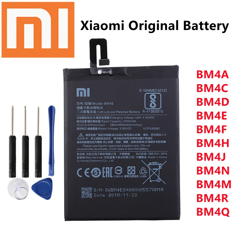 Xiaomi Original Battery BM4A Redmi Pro BM4C Mi Mix BM4D BM4E Mi Poco F1 BM4F Mi 9 Lite Mi A3 CC9 ...