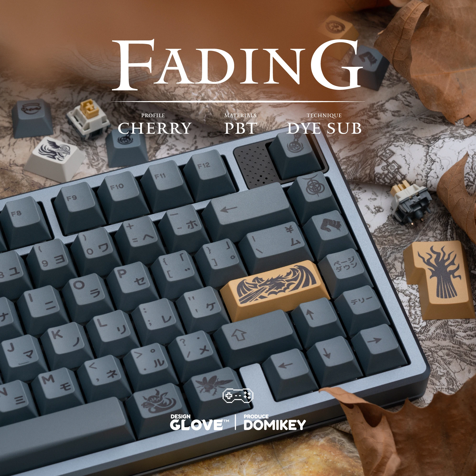 Domikey X Glove Fading Dye Subbed Gradient Keycap Set PBT Cherry ...