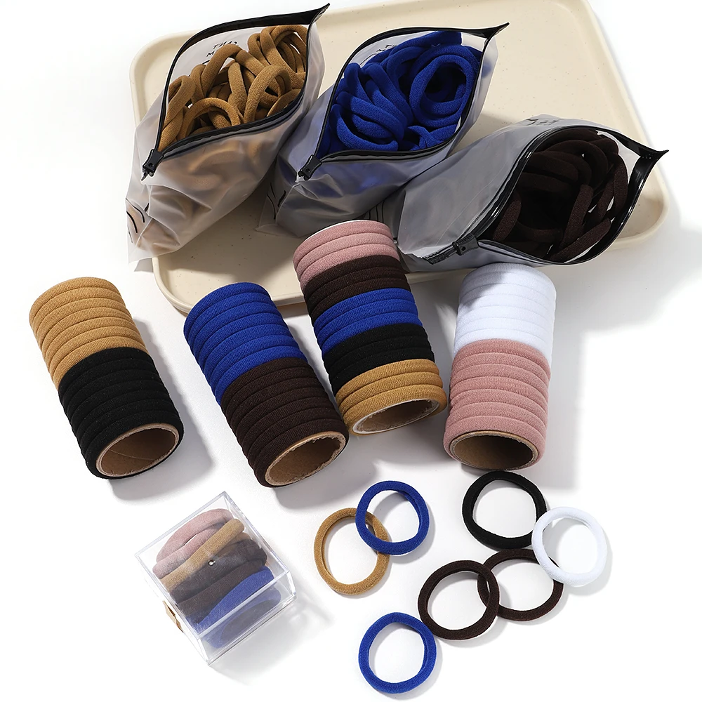30-50PCS-Set-Women-Girls-Basic-Hair-Bands-Simple-Solid-Colors-Elastic ...