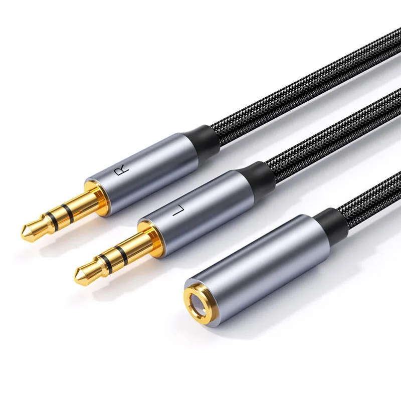 3.5mm Aux Stereo Audio Cable Left and Right Vocal Channel 1 to 2 ...
