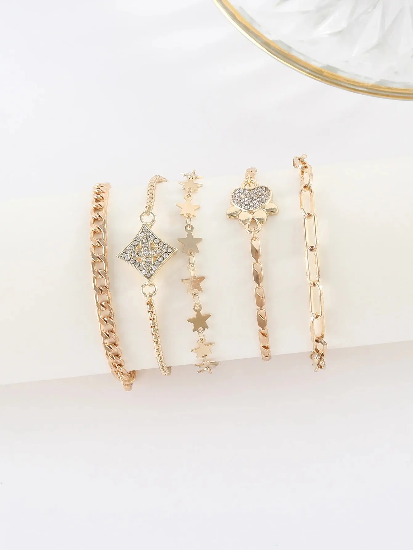 5pcs-Light-Luxury-Design-Alloy-Mount-Rhinestone-Geometric-Bracelets ...