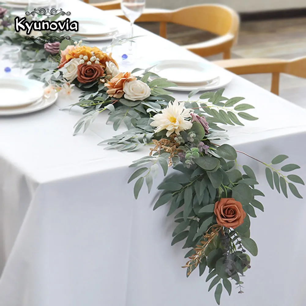 Eucalyptus-Garland-with-Flower-6FT-Table-Runner-with-Flowers ...