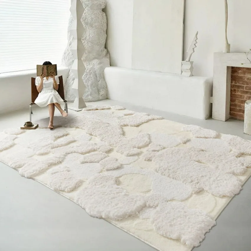 Handmade-3D-Tufting-Decorative-Area-Rug-All-Match-Ivory-Color-Nordic ...