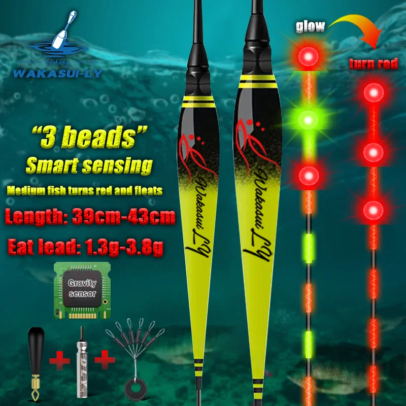 WAKASUILY-New-Fishing-Electronic-Gravity-Sensor-Float-Turning-Red-3Bead ...