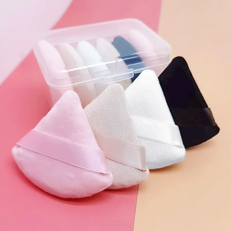6pcs 4 Colors Triangle Puff Washable Velvet Mini Makeup Sponge For ...