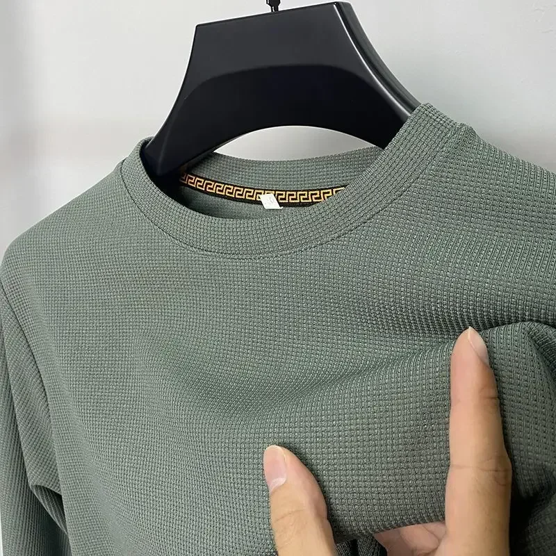 Men-s-Casual-Waffle-Round-Neck-Long-Sleeved-T-shirt-Breathable ...