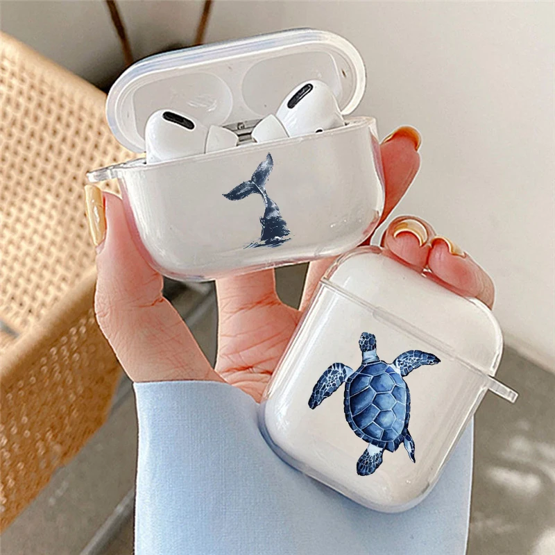 For Airpods 4 2024 Ocean Animal Cute Dolphin Sea Turtle Sea Blue ...
