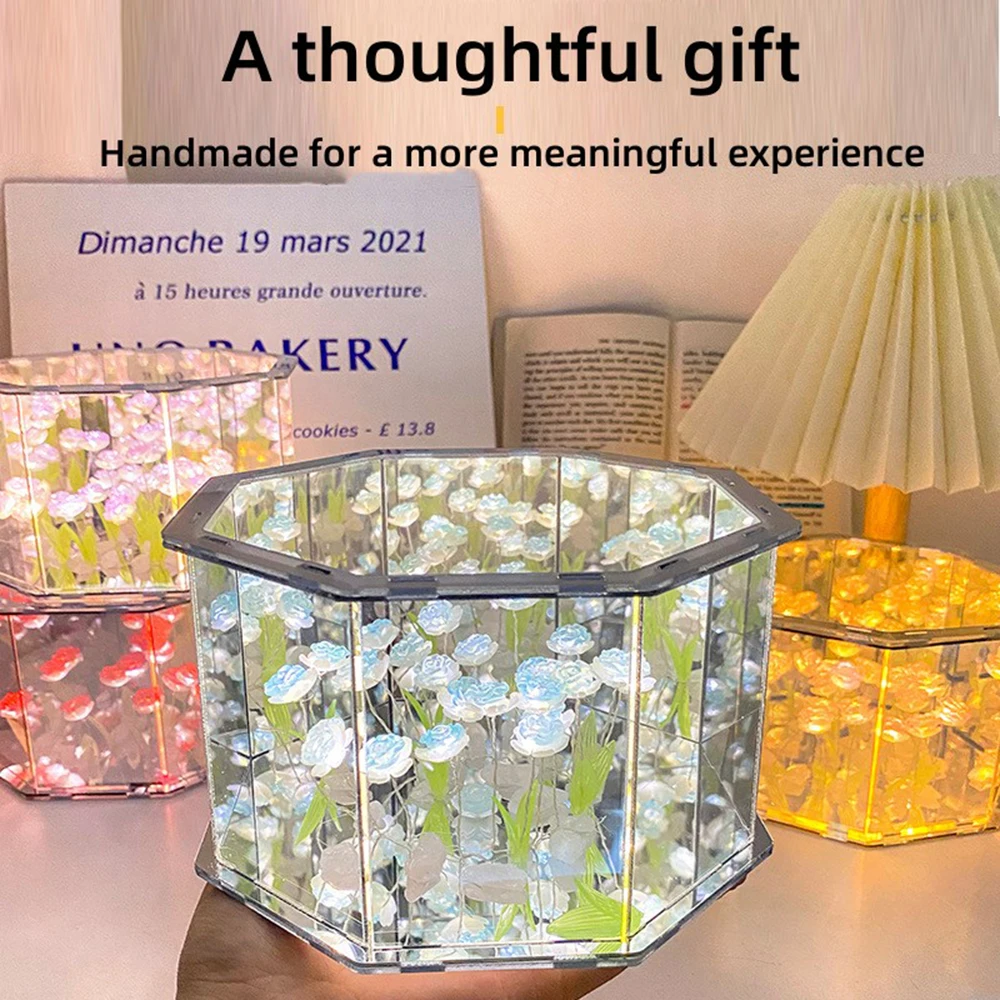 Handmade-DIY-Octagonal-Rose-Flower-Sea-Night-Light-Material-Package ...