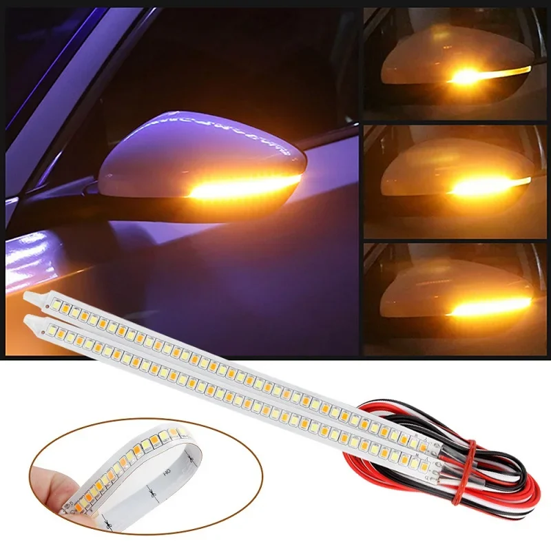 2PCS-Car-Rearview-Mirror-Indicator-Lamp-DRL-Streamer-Strip-Flowing-Turn ...