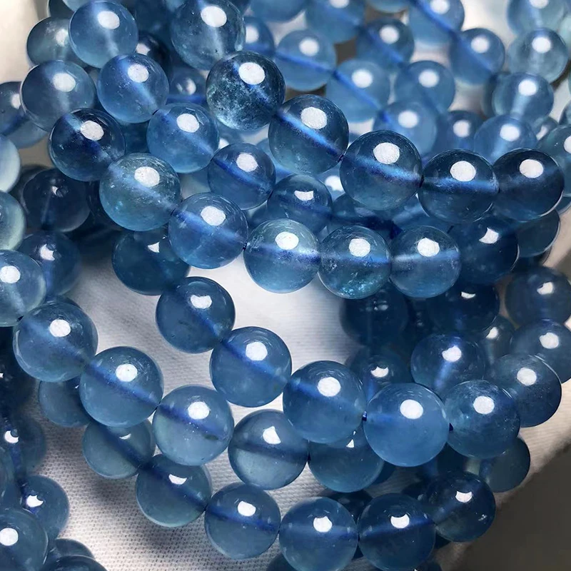 Meihan-Rare-Natural-Top-Devil-Blue-Aquamarine-Smooth-Round-Loose-Beads ...