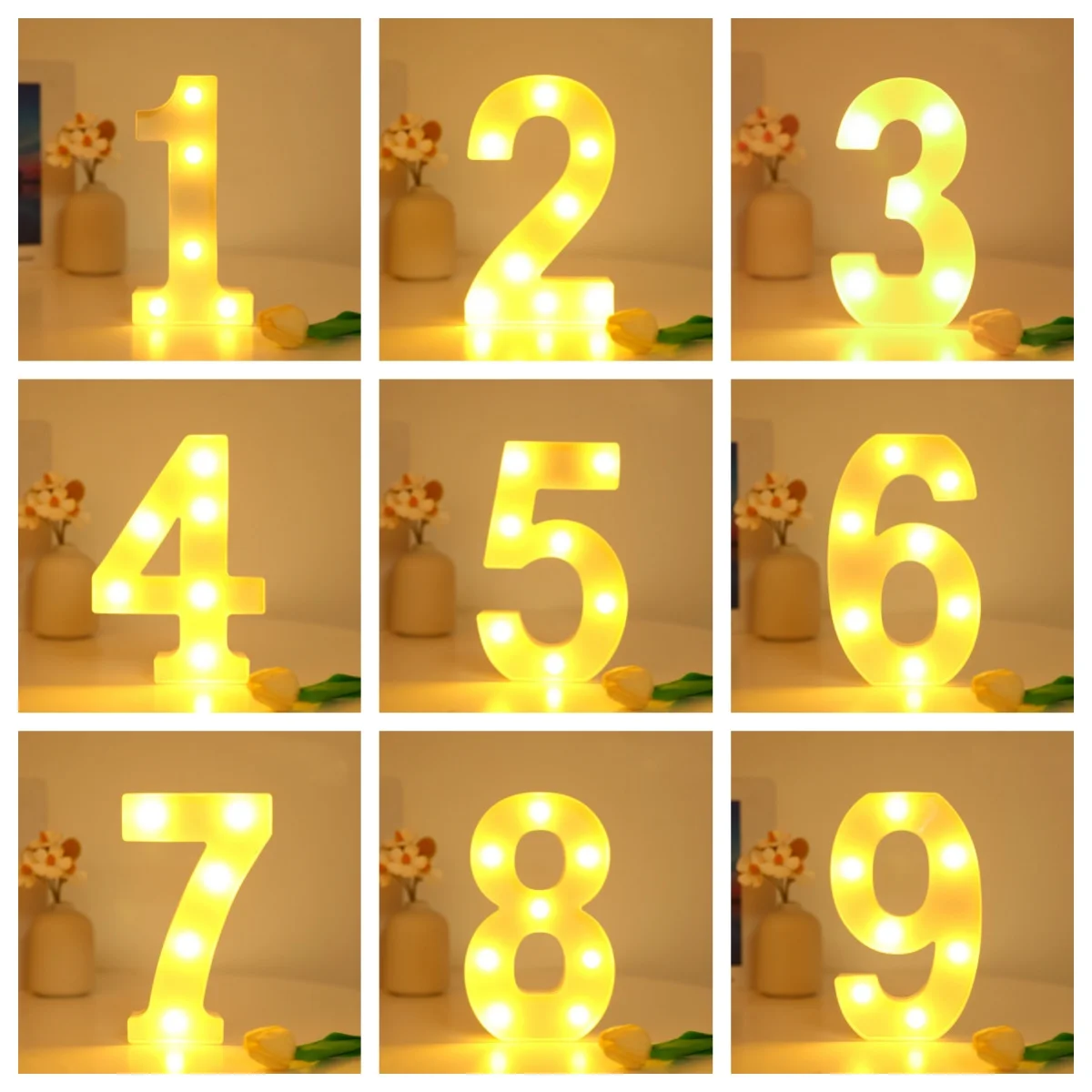 Number-LED-LightLuminous-Digital-Light-Battery-Home-Warm-Night-Light ...