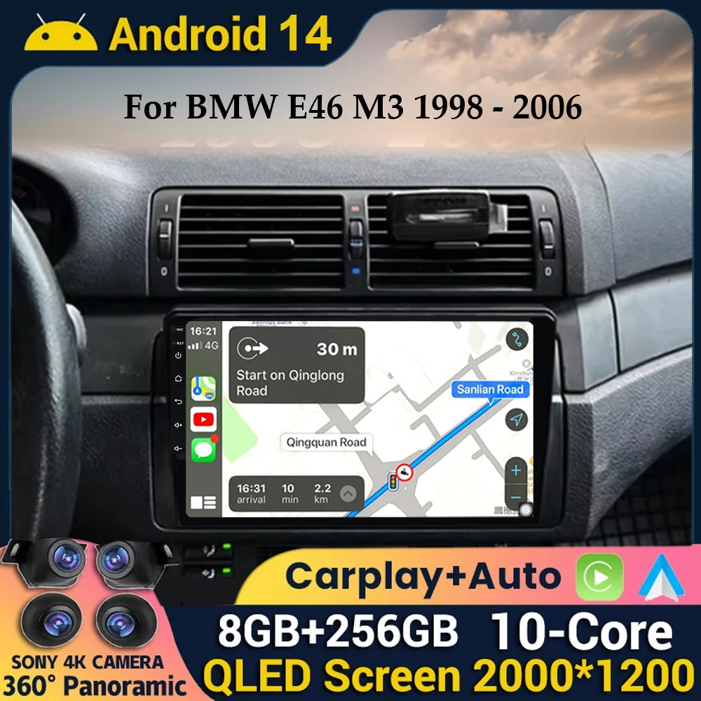 Android-14-Wireless-CarPlay-Auto-for-BMW-E46-M3-318-320-325-330-335-4G ...