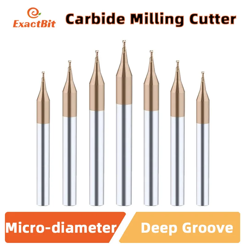 Micro Flat End Mill 2F Milling Cutter HRC 55 Mirco Carbide CNC Deep ...