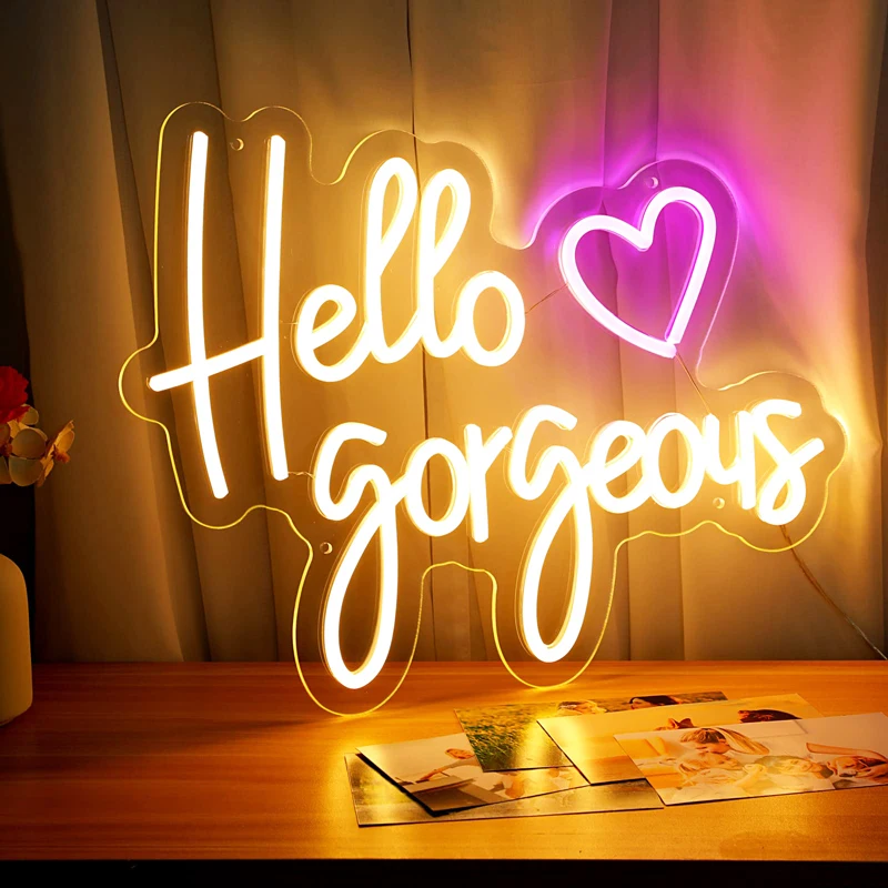 NEON,Be Happy-Pink--Lampe décorative en néon personnalisée avec signe ...