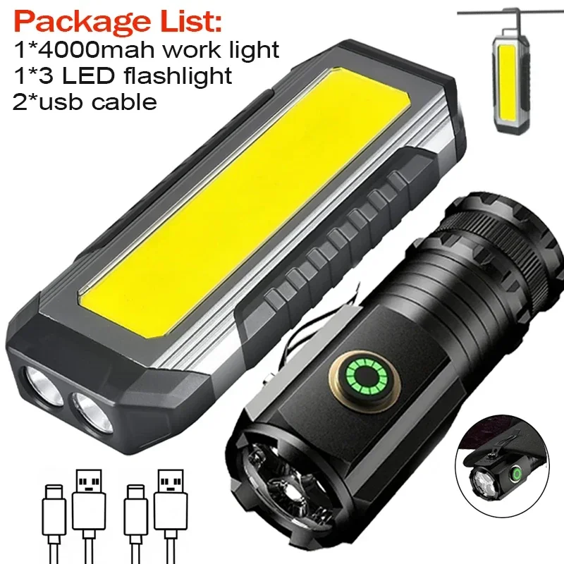 Rechargeable-Work-Light-LED-4000MaH-Portable-Flashlight-Magnetic-Lamp-7 ...
