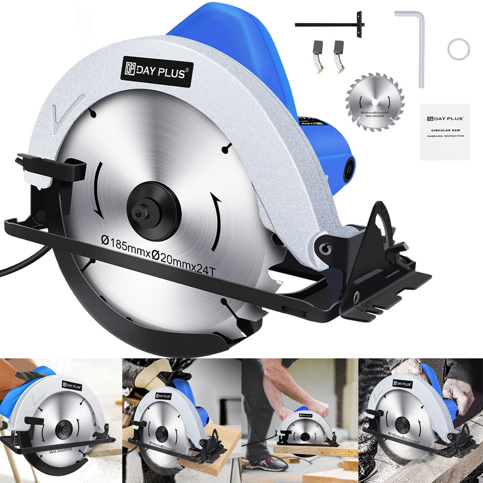 Circular Saw, Electric Power Circular Saw 1500W Heavy Duty Wood Metal ...