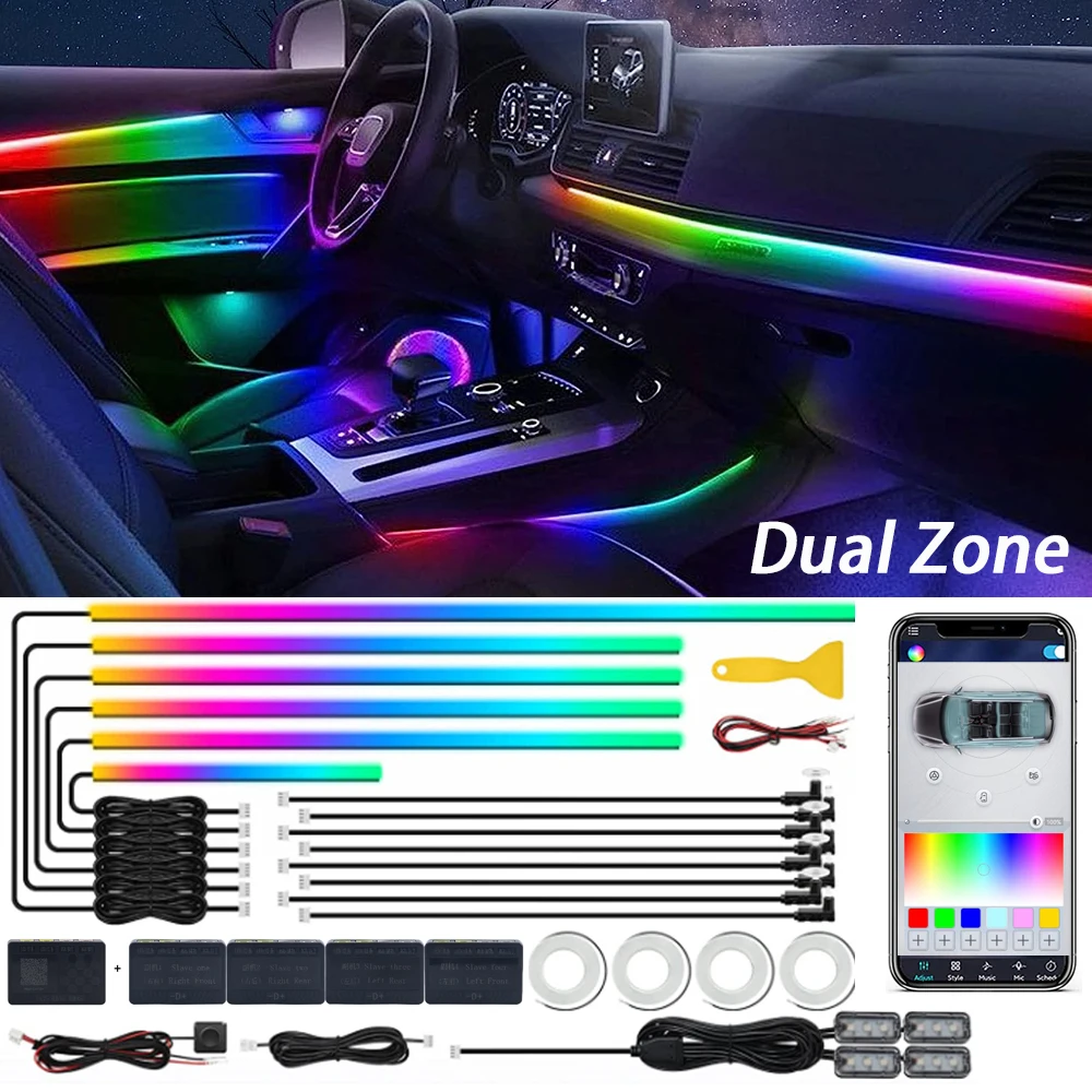 18-in-1-Dual-Zone-Symphony-LED-Car-Ambient-Lights-RGB-64-Colors ...