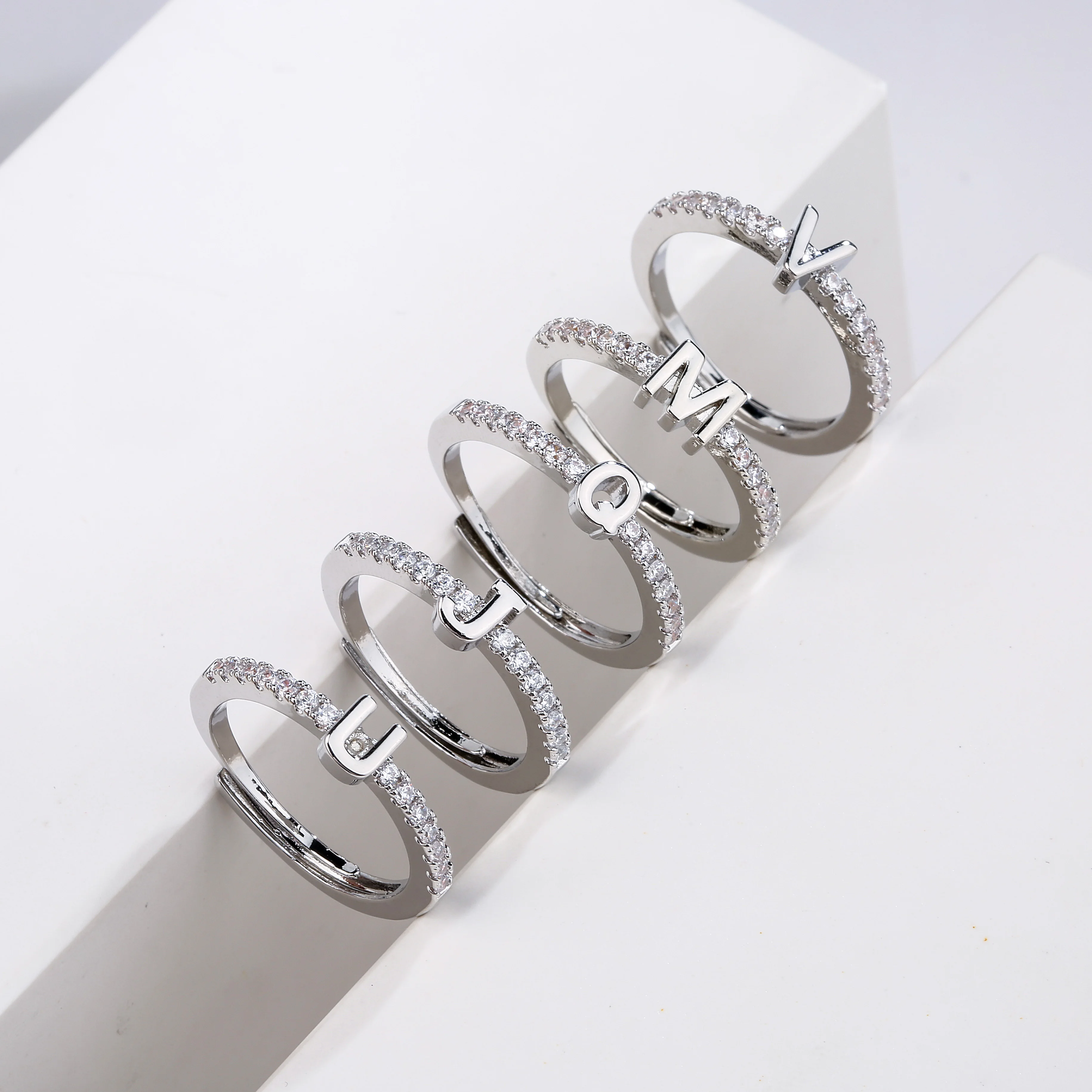 HECHENG-Fashion-Initials-Letter-Ring-Women-Classic-Simple-Opening ...