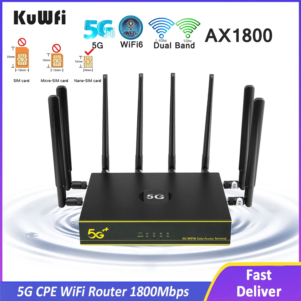 Kuwfi 5g Wireless Wifi Router 1800mbps With Sim Card Slot Wifi Router ...