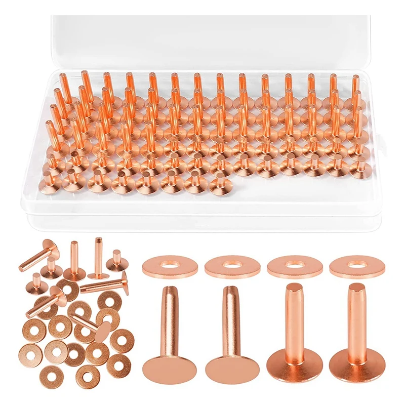 154Pcs-Copper-Rivets-For-Leather-Smooth-Leather-Rivets-Pure-Copper ...