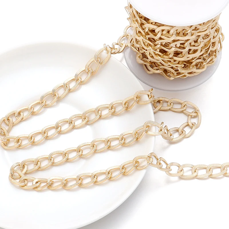 5-Yards-Metal-Aluminum-Flat-Chains-Gold-Silver-Color-Twisted-Curb-Chain ...