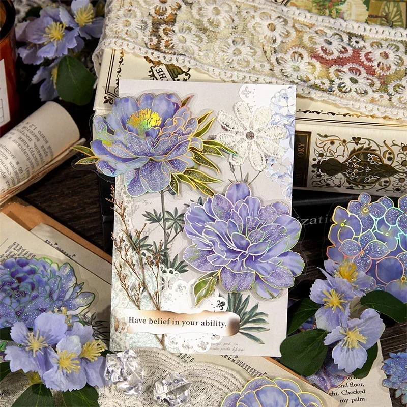 Journamm-10pcs-pack-Flowers-Stickers-Gold-Foil-PET-Materials-DIY ...