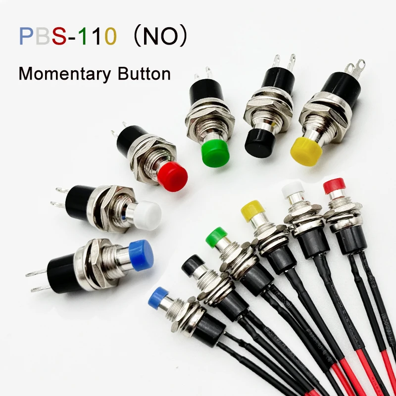 5 peças 1a 250v ac 2 pinos spst 6 cores mini interruptor de botão ...