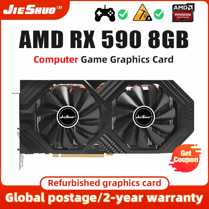 jieshuo rx590 8gb GDDR5 esports pc gaming graphics card AMD rx590 8g ...