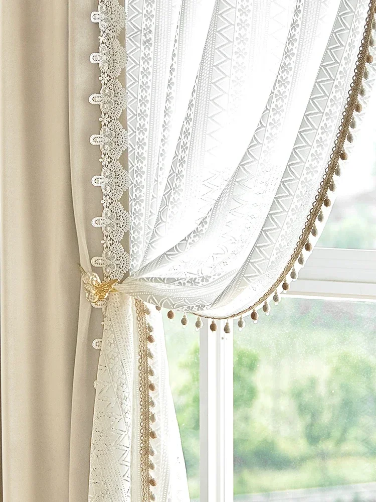 French-Curtains-Cream-Style-Blackout-Living-Room-Curtain-Comfortable ...