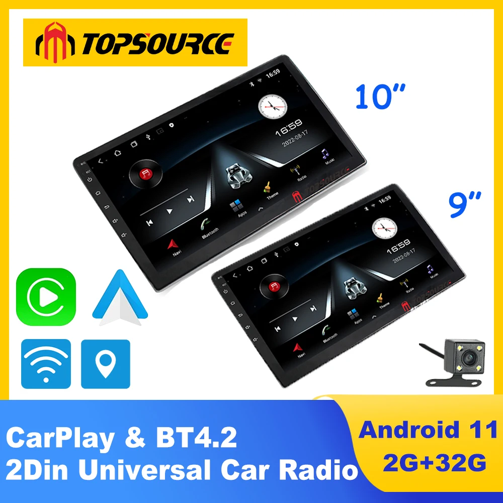 TOPSOURCE T3L 2 Din Universal Multimedia Player 4 Core 2G+32G Aux Usb Wifi Bt Gps Car Stereo ...