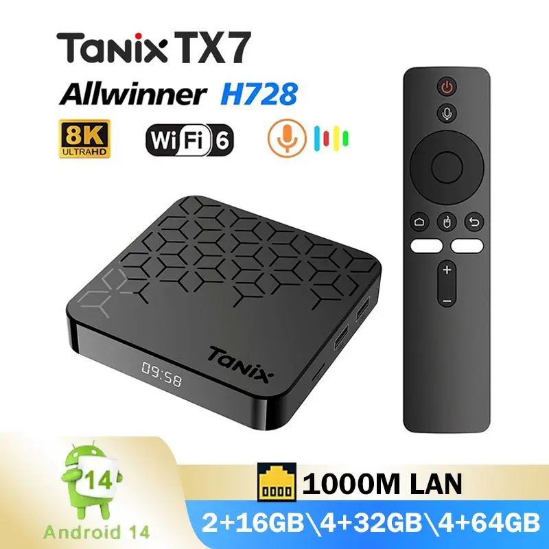 TANIX TX7 Smart TV Box Android 14.0 TV BOX 8K 4K@60fps 4G 32G 64G 1000M ...