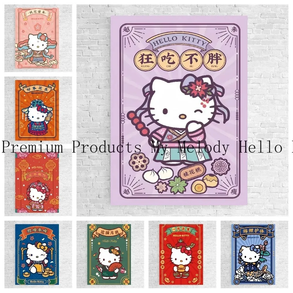 MINISO-Sanrio-Poster-Hello-Kitty-Cartoon-Anime-Canvas-Oil-Painting ...